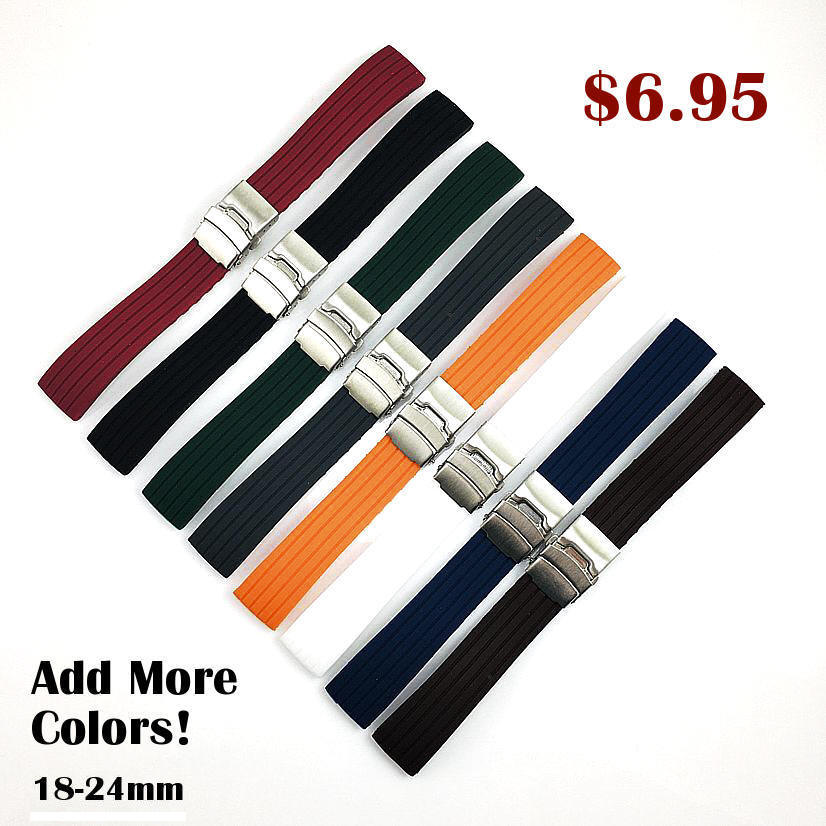 Green Silicone 18mm Replacement Watch Band Strap Double Locking Clasp #4432