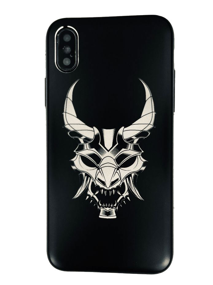 iPhone & Samsung Aluminum Metal Phone Case Cover Demon Skull w. Horns #0019
