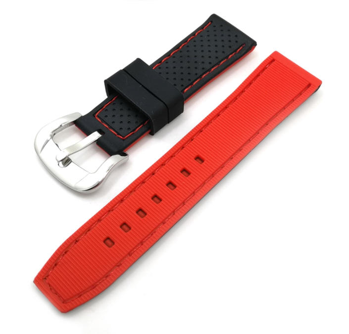 Citizen Compatible Black & Red Double Side Silicone Replacement Watch ...