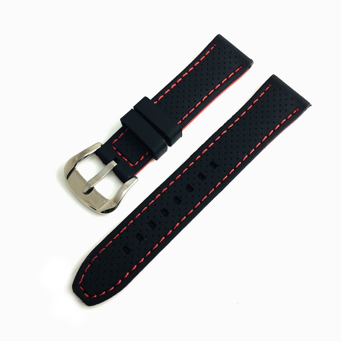 Kenneth Cole Compatible Black & Red Double Side Silicone Replacement ...