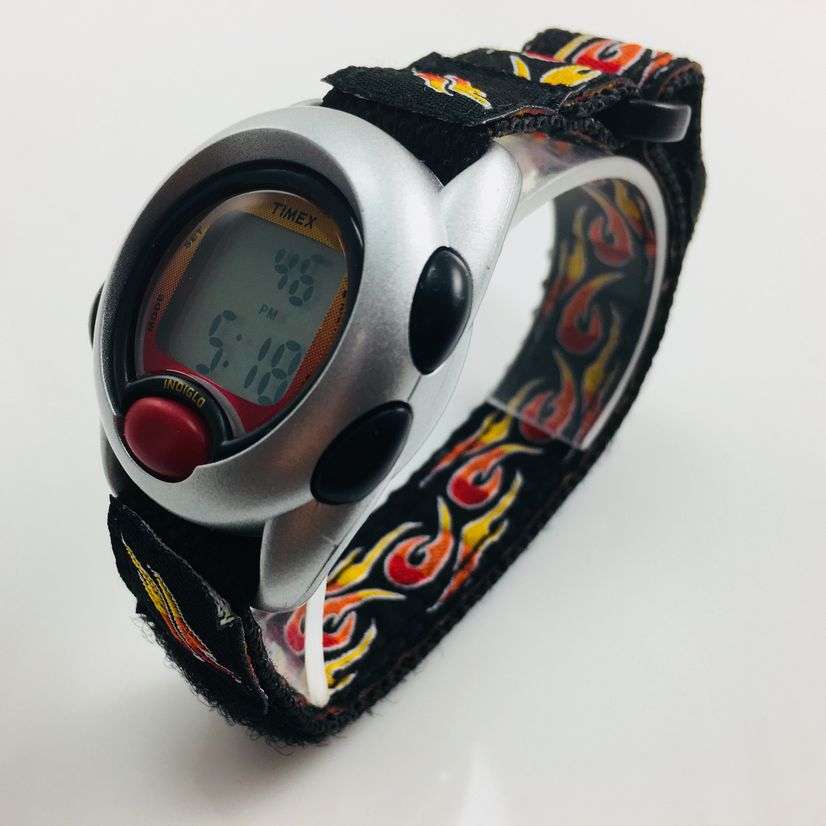 Kid's Timex Time Machines Black And Red Flames Digital Watch T78751