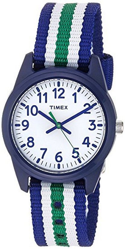 Kid's Timex Time Machines Boys Green And Blue Stripped Strap Watch ...