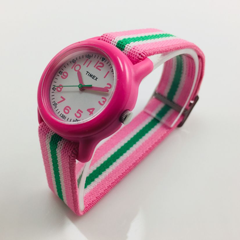 Kid's Timex Time Machines Girls Pink Nylon Strap Watch TW7C05900