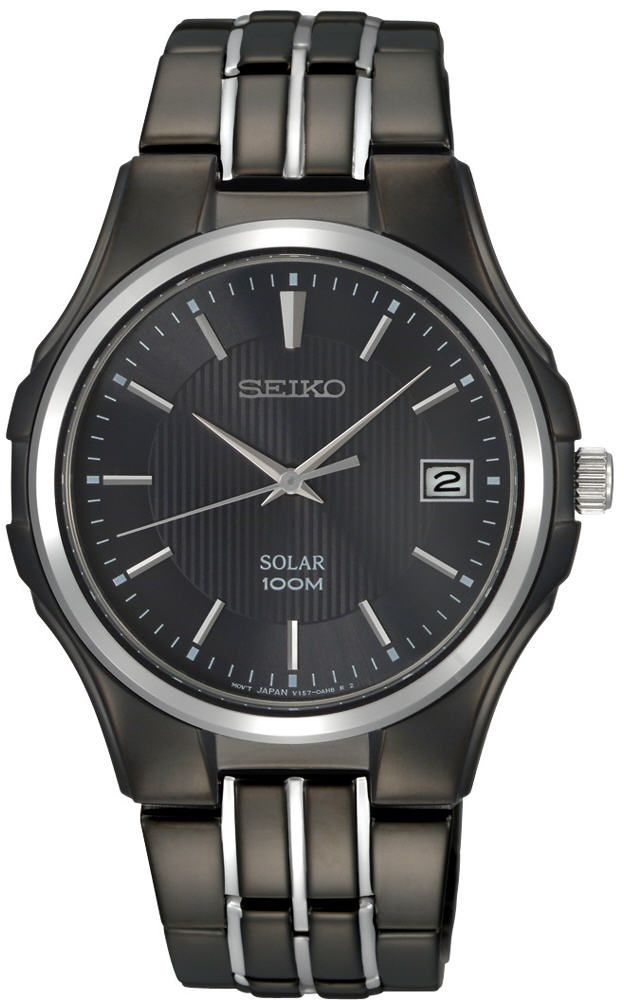 Men's All Black Seiko Solar Power Watch SNE125
