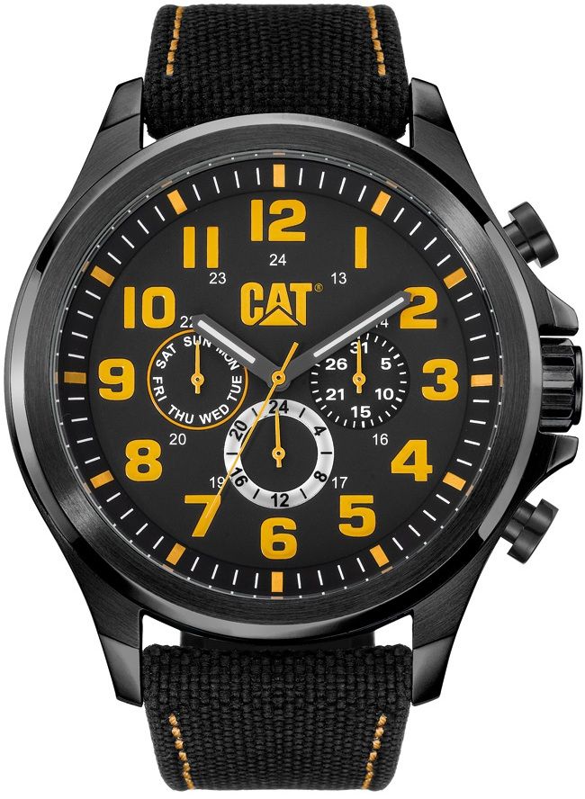 Men's Black Caterpillar Operator Canvas Strap Watch PU16967117