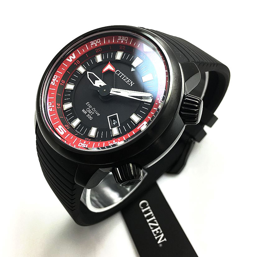 Men's Black Citizen Eco-Drive GMT Diver's Watch BJ7085-09E