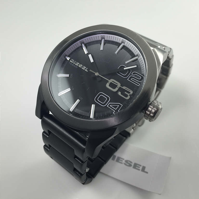 Men's Black Diesel Double Down Stainless Steel Watch DZ1679
