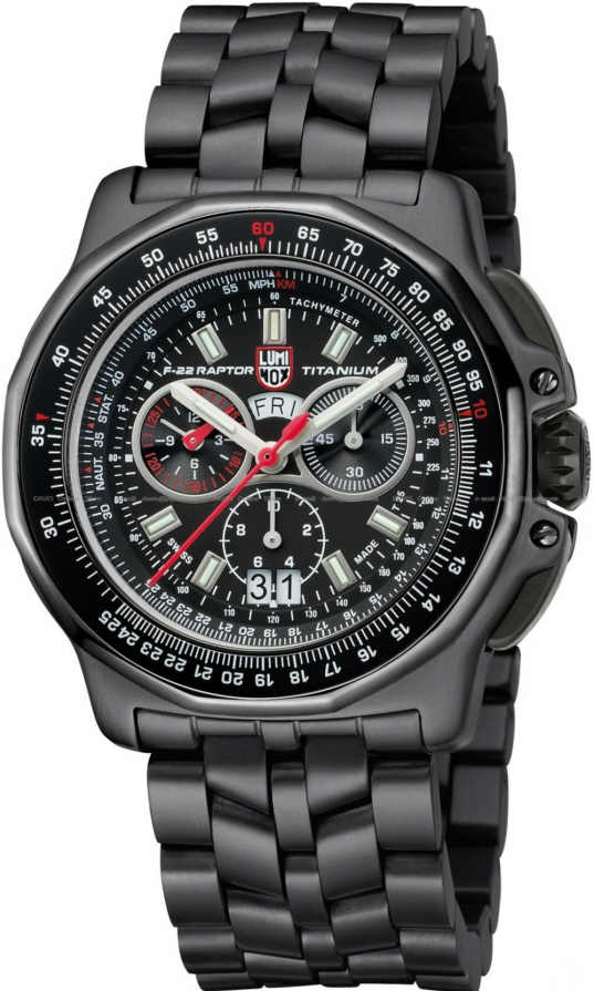 Men's Black Luminox F-22 Raptor Titanium Pilot Watch 9272