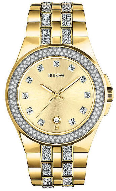 Men's Bulova Phantom Gold Tone Swarovski® Crystals Watch 98B174