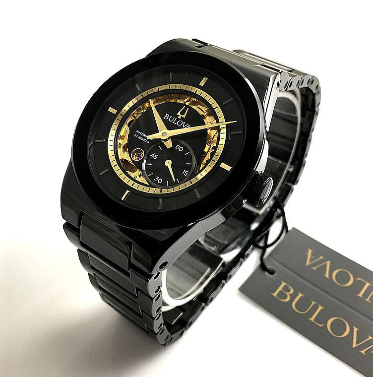 Men's Bulova Millennia Black Ceramic Automatic Watch 98A291