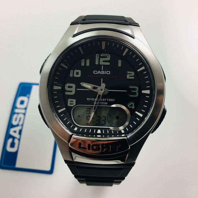 Men's Casio Ani-Digi Black Silicone Band Watch AQ180W-1BV