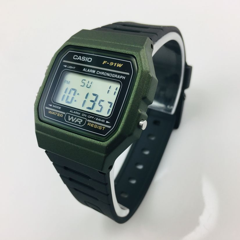 Men's Casio Classic Green Tone Case Digital Watch F91WM-3A