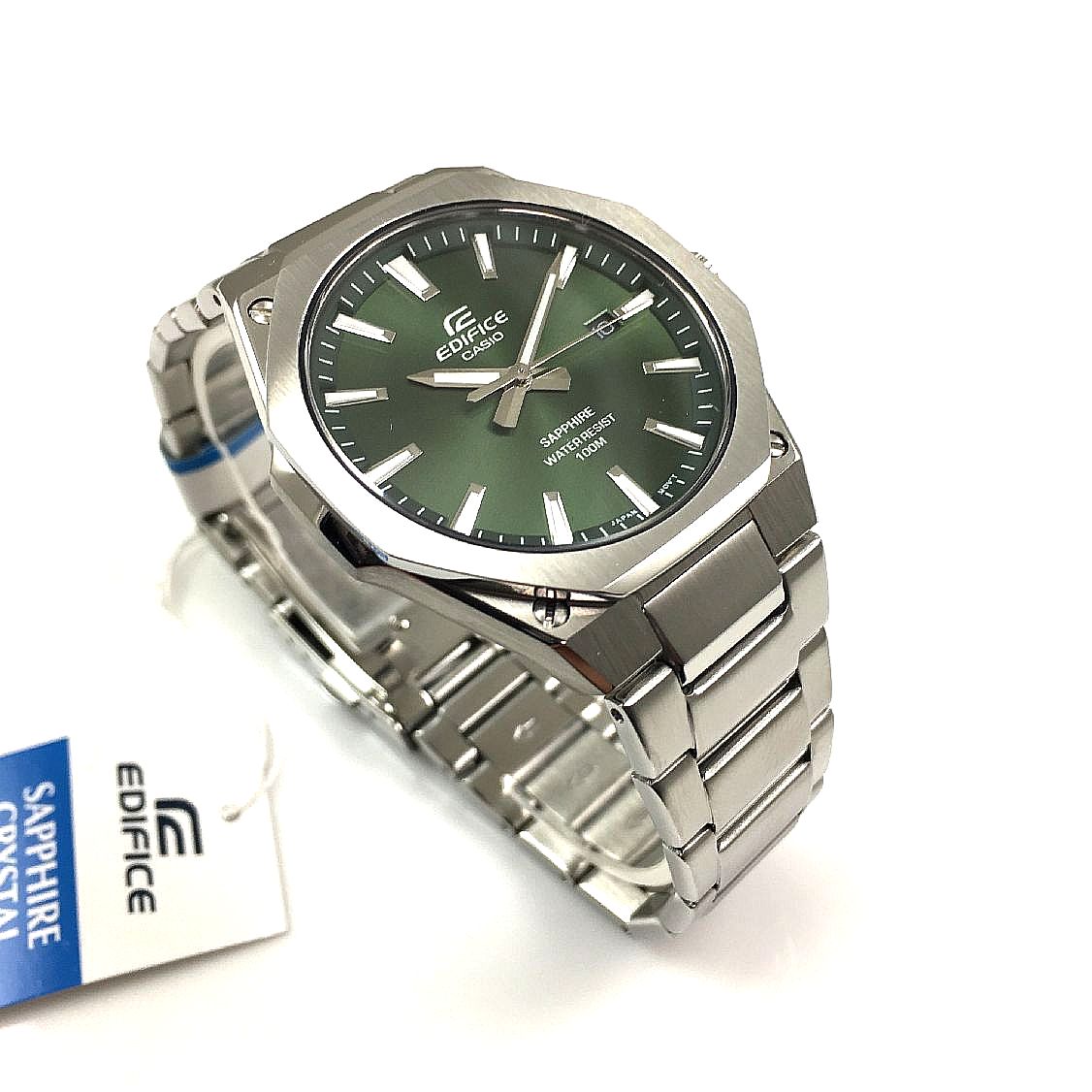 Men's Casio Edifice Green Slim Sapphire Crystal EFR-S108D Watch ...