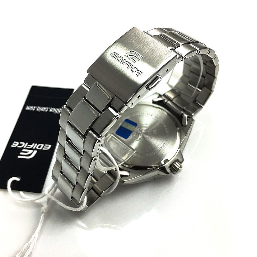Men's Casio Edifice Silver Stainless Steel White Dial Watch EFV100D-7AV