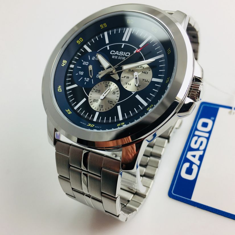 Men's Casio Enticer Steel Multifunction 52 mm Watch MTPX300D-2EV MTP ...