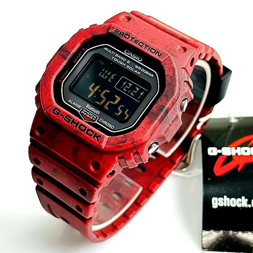 Men's Casio G-SHOCK Mobile Link Analog Digital Red Solar Watch GWB5600SL-4