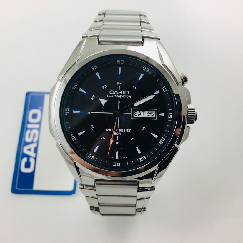 Men's Casio Illuminator Day-Date Stainless Steel Watch MTPE200D-1A2