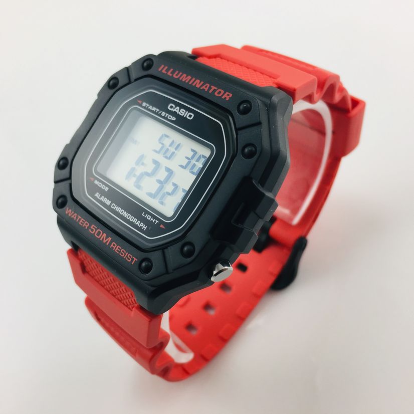 Men's Casio Illuminator Red Digital Sports Chronograph Watch W218H-4BV