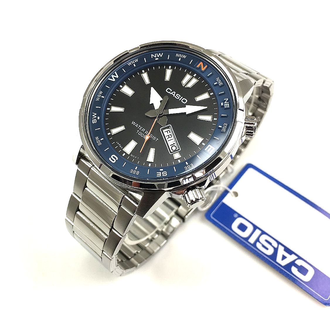 Men's Casio Pilot Aviator Style MTD-130D Steel Watch MTD130D-1A2