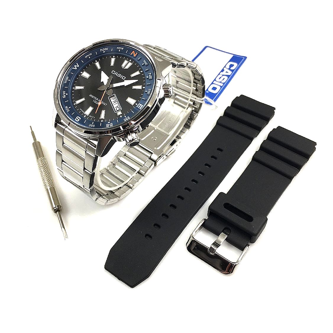 Men's Casio Pilot Aviator Style MTD-130D Steel Watch MTD130D-1A2