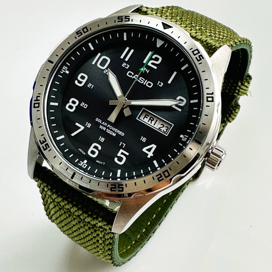 Men's Casio Solar Powered Green Military Style Watch MTPS120L-3A