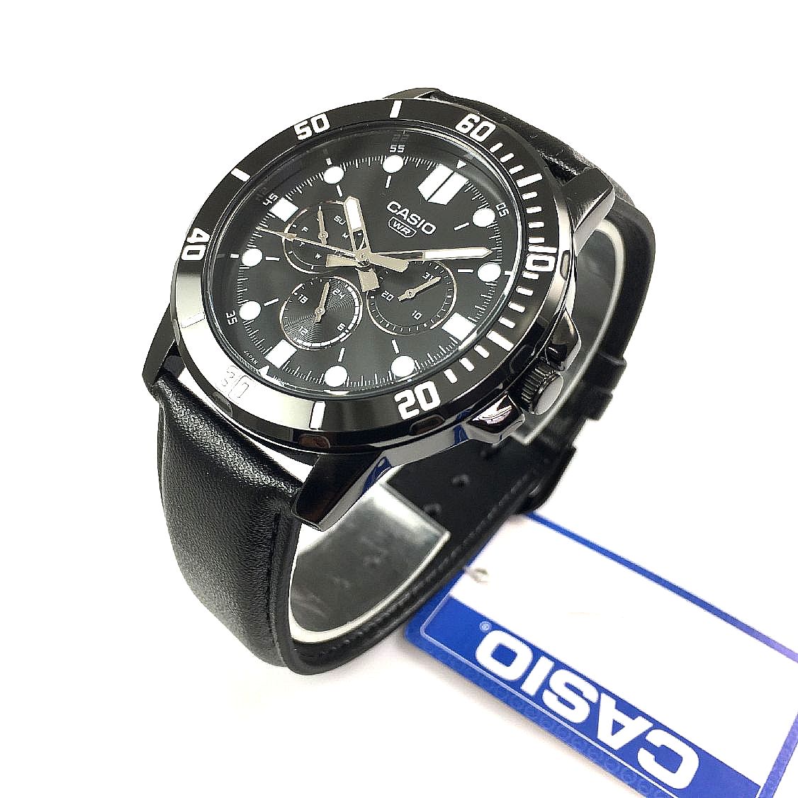Men's Casio Sports Multifunction MTP-VD300 All Black Steel Watch ...
