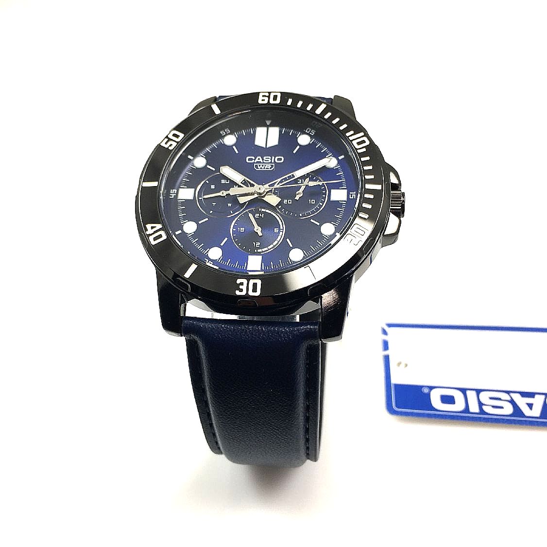 Men's Casio Sports Multifunction MTP-VD300 Black Blue Steel Watch ...