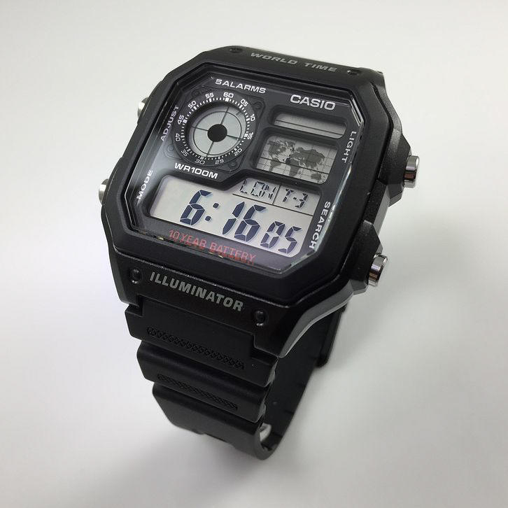 Men's Casio World Time Digital Watch AE1200WH-1A