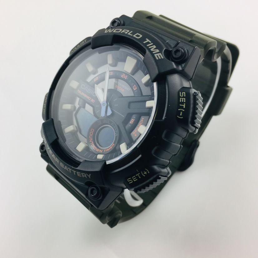 Men's Casio World Time Telememo 30 Digital Analog Watch AEQ110W-3AV