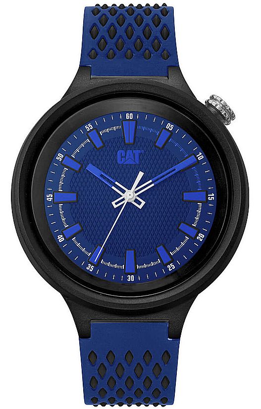 Men's CAT Caterpillar Diamond Mesh Blue Silicone Watch LL11126616