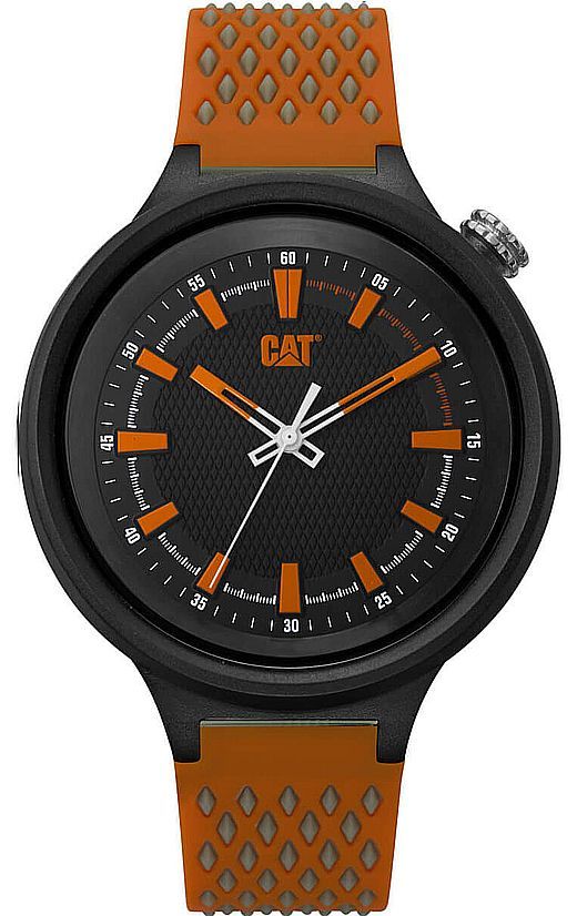 Men's CAT Caterpillar Diamond Mesh Oramge Silicone Watch LL11128118
