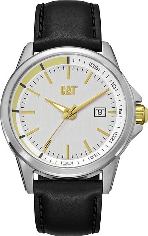Men's CAT Caterpillar Stainless Steel with Black Leather Watch PY14134228