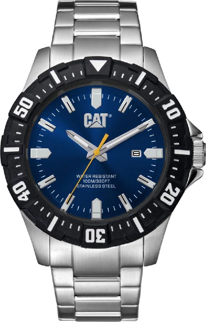 Men's CAT Moto Caterpillar Stainless Steel Date Display Watch PZ14111626