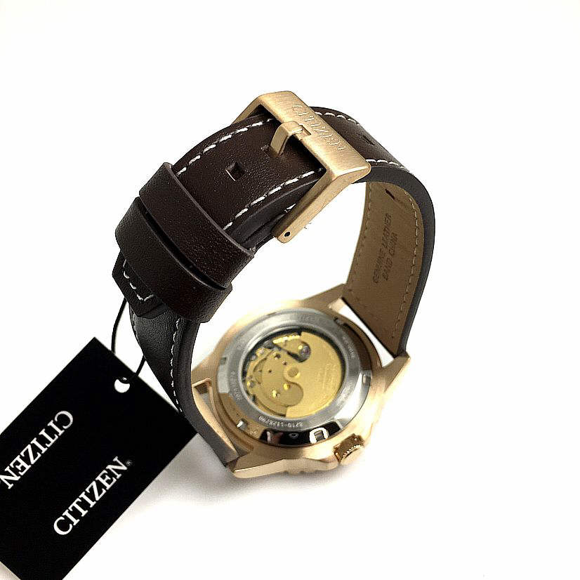 Men's Citizen Automatic Rose Gold Diver's Style Green Dial Watch NJ0173-18X
