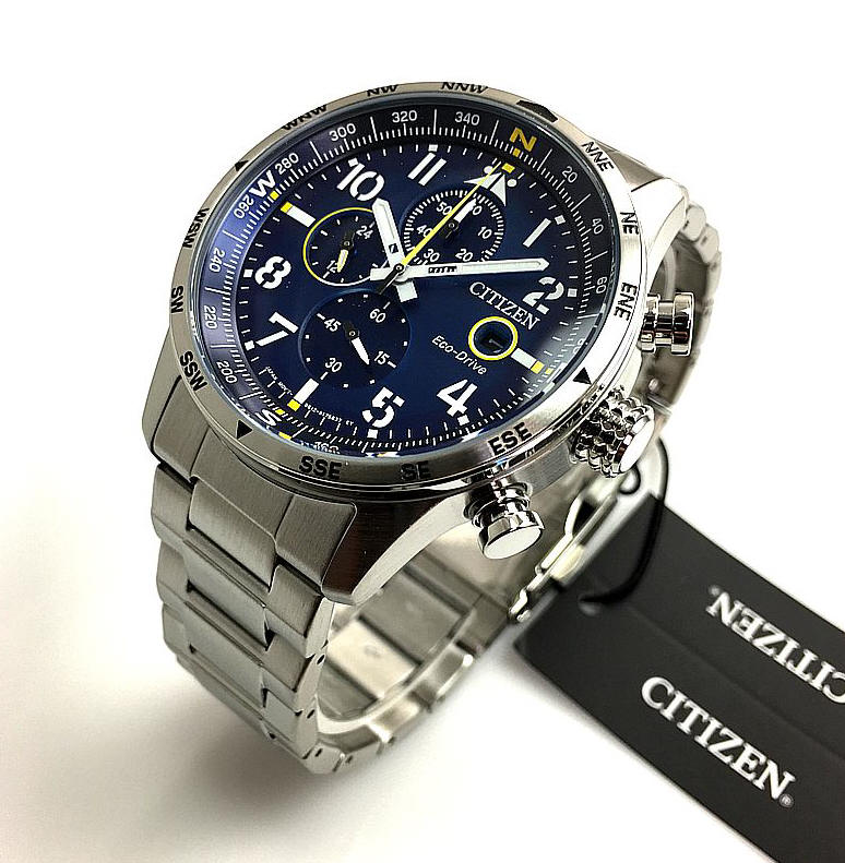 Men's Citizen Aviator Chronograph Pilot Style Blue Dial Watch CA0790-83L