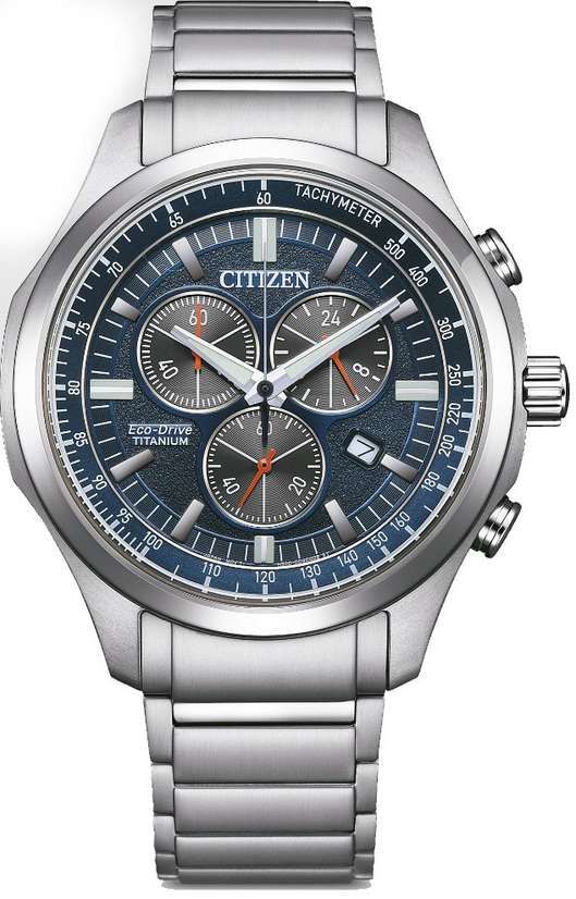 Men's Citizen Blue Dial Super Titanium Chronograph Watch AT2530-85L