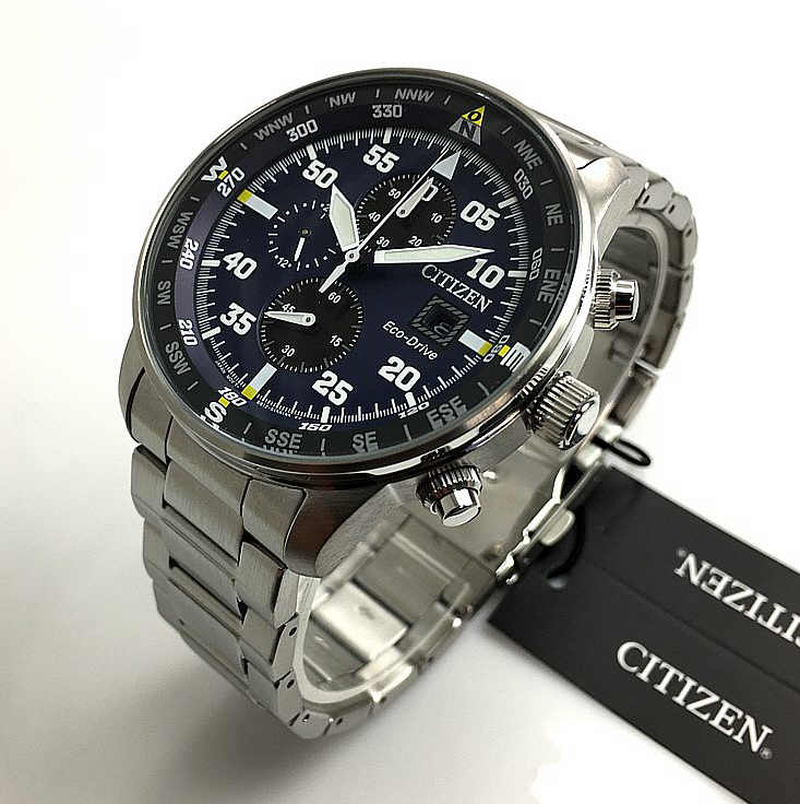 Men's Citizen Eco-Drive Aviator Pilot Style Chronograph Watch CA0690-88L