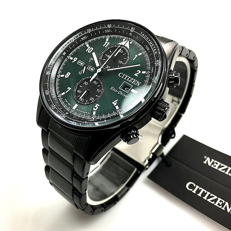Men's Citizen Eco-Drive Black Chronograph Sport Steel Watch CA0775-87X