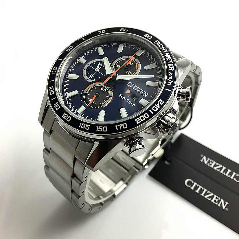 Men's Citizen Eco-Drive Chronograph Racing Blue Dial Watch CA0781-84L