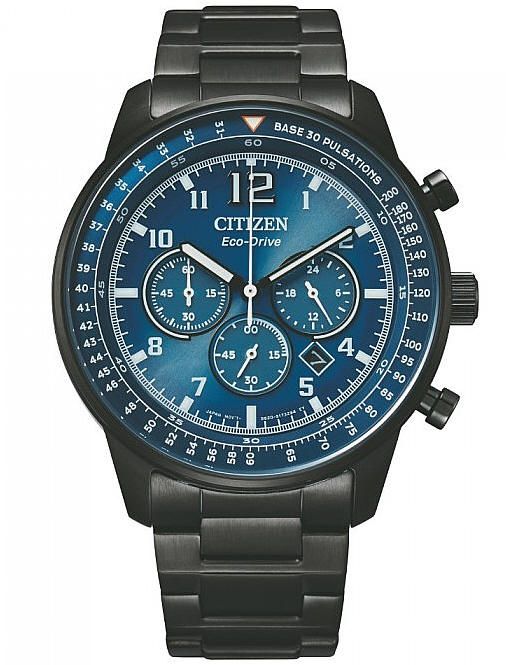 Men's Citizen Eco-Drive Chronograph Sports Black Steel Watch CA4505-80L