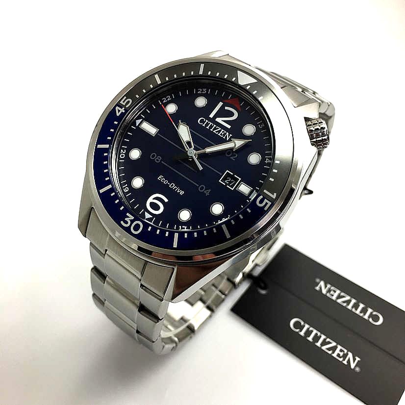 Men's Citizen Eco-Drive Seaplane Diver's Style Blue Dial Watch AW1716-83L