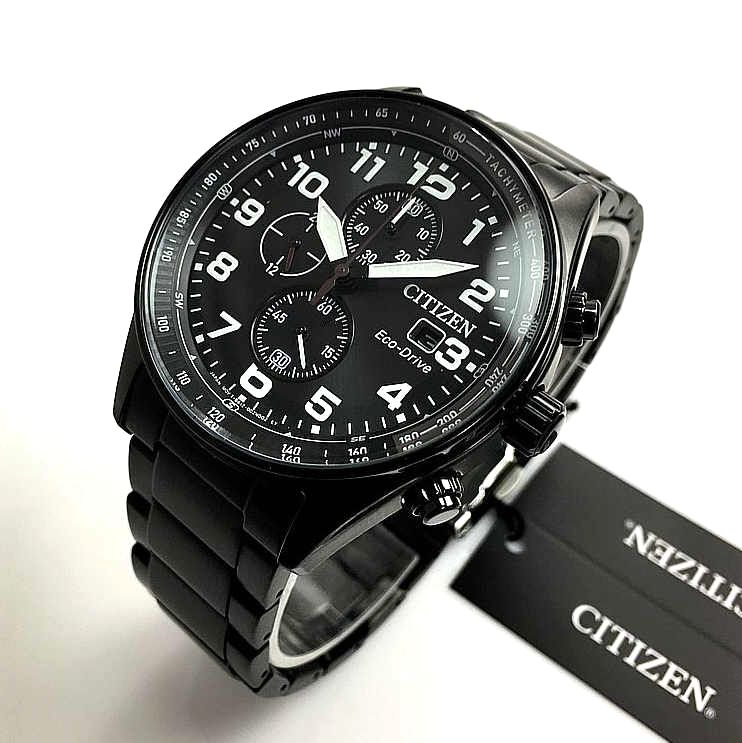 Men's Citizen Eco-Drive Steel Chronograph All Black Watch CA0775-79E