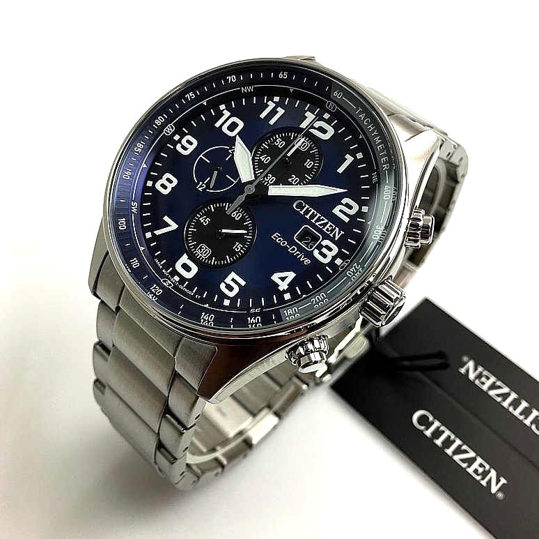 Men's Citizen Eco-Drive Steel Chronograph Blue Dial Watch CA0770-72L