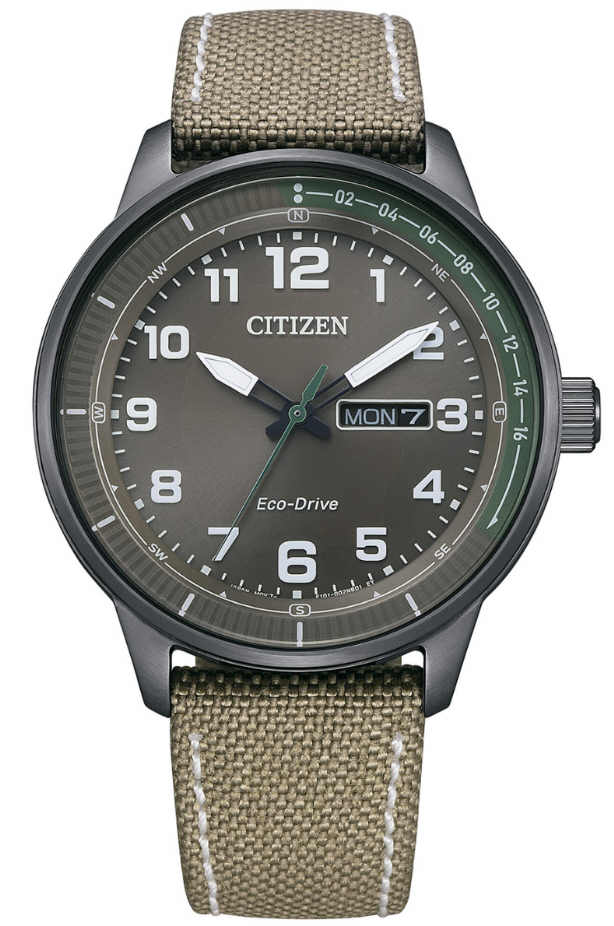 Men's Citizen Urban Eco-Drive Army Style Khaki Strap Watch BM8595-16H