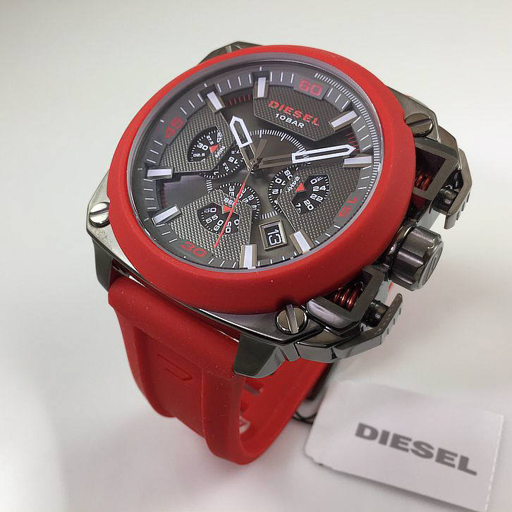 Men's Diesel BAMF Red Chronograph Oversized Watch DZ7368