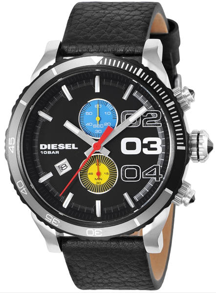 Men's Diesel Double Down Chronograph Leather Watch DZ4331