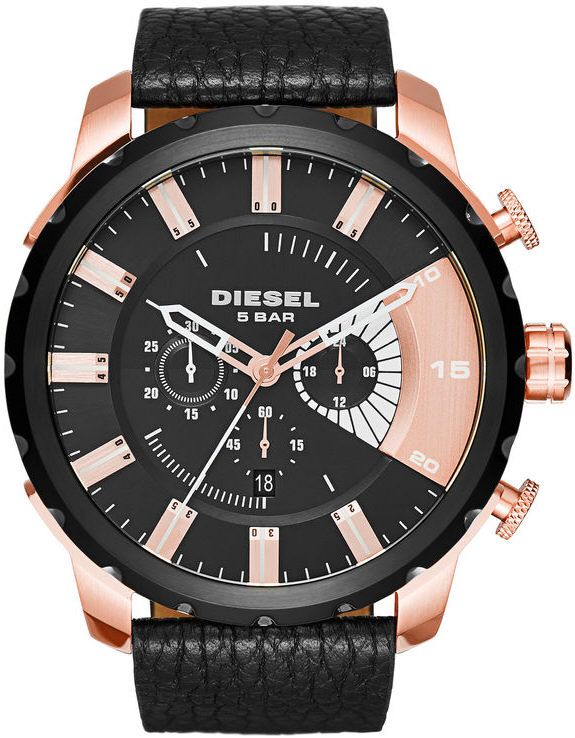 Men's Diesel Stronghold Chronograph Leather Strap Watch DZ4347