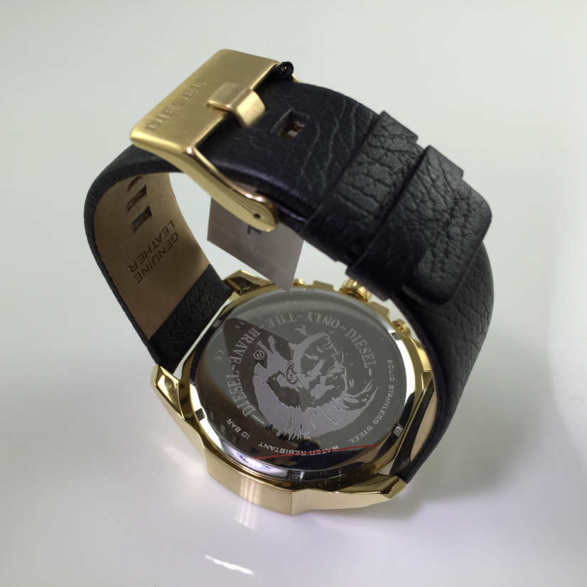 Men's Diesel Mega Chief Chronograph Leather Strap Watch DZ4344