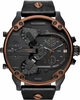 Men's Diesel Mr. Daddy 2.0 Black Leather Strap Chronograph Watch DZ7400