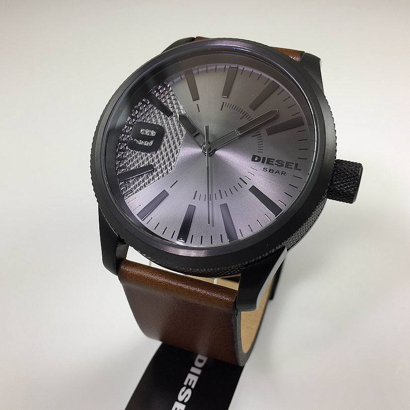 Men's Diesel Rasp Brown Leather Strap Watch DZ1764